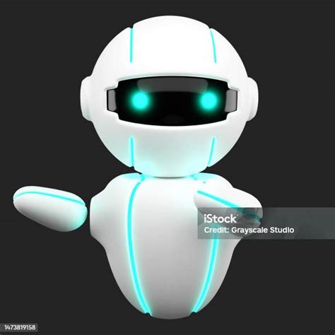 손을 들고 안녕하세요 챗봇 마스코트 Ai 인공 지능 가상 스마트 비서 봇 아이콘 고객 지원 챗봇 혁신 및 기술 개념을 가진 친절한 귀여운 로봇 3d 렌더링 3차원 형태에