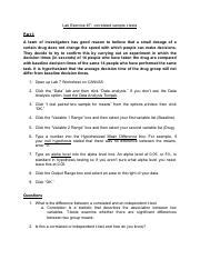 Lab 7 Instructions Pdf Lab Exercise 7 Correlated Sample T Tests Part I A Team Of