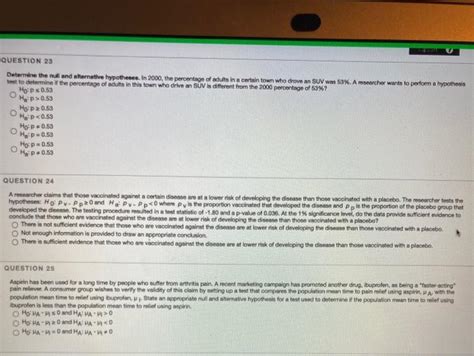 solved question 23 determine the null and alternative