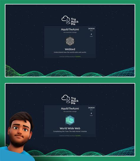 Received Two Tryhackme Badges For Hacking Aquib Azmi Posted On The