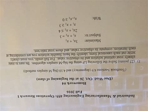 Solved Solve The Following Lp Using The Big M Simplex