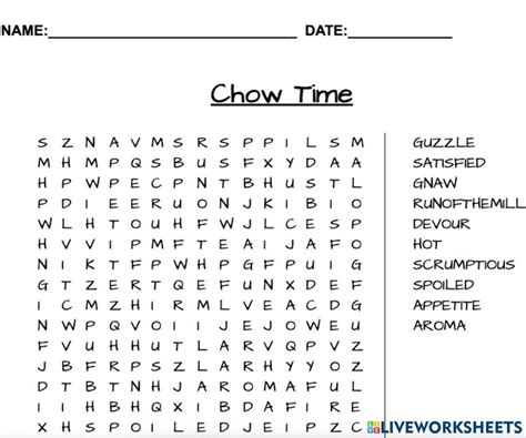 Chow Time Worksheet Live Worksheets