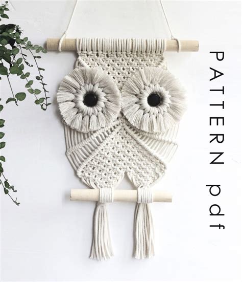 Macrame OWL Pattern Pdf Wall Hanging DIY Tutorial For Beginners Crealandia