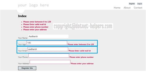 validation in mvc4 razor with the data annotation validators in “model