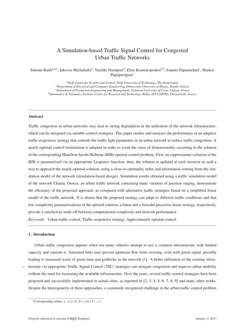 Pdf A Simulation Based Traffic Signal Control For Congested Urban Traffic Networks