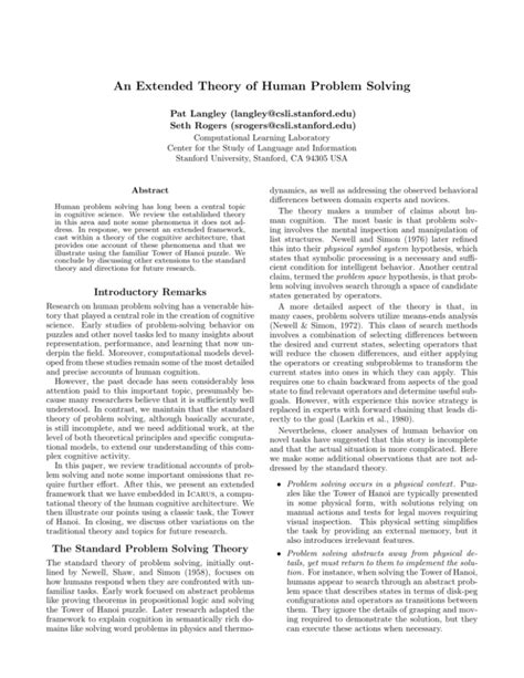 An Extended Theory Of Human Problem Solving