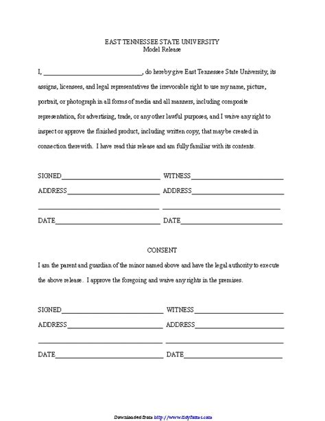 Tennessee Model Release Form 2 Pdfsimpli
