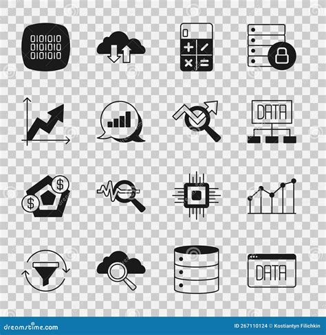 Set Data Analysis Pie Chart Infographic Calculator Financial Growth