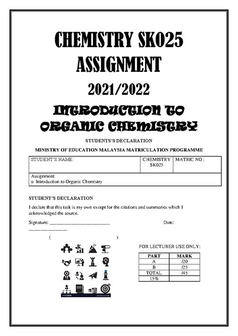 Question Assignment Sk025 2021 2022 Edit 13 Feb 2 Chemistry Sk Assignment 2021 Introduction