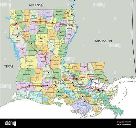 Political Map Of Louisiana 1024x885