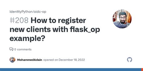 How To Register New Clients With Flaskop Example · Issue 208 · Identitypythonoidc Op · Github