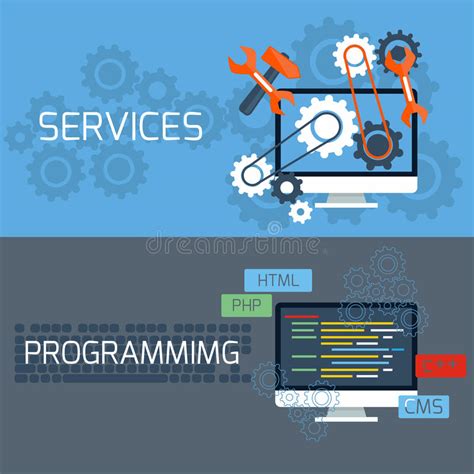Programming And Coding Website Deveopment Web Stock Vector Illustration Of Abstract Office