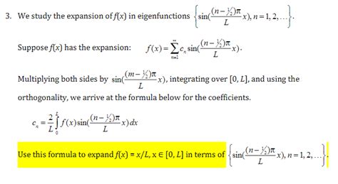 Solved We Study The Expansion Of Fx In Eigenfunctions