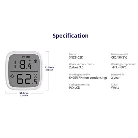 SONOFF Zigbee Temperature Humidity Sensor With LCD SNZB D