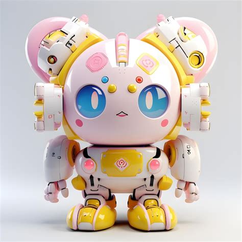 Premium Ai Image Modern Talking Cute 3d Robot Cartoon Mascot Girl Cg Illustration Hd Image