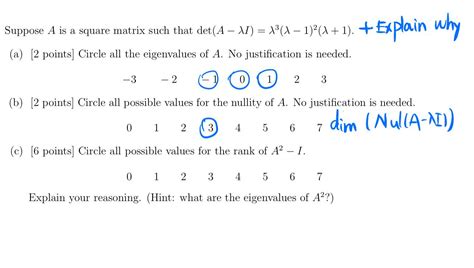 Solved Suppose A Is A Square Matrix Such That Chegg