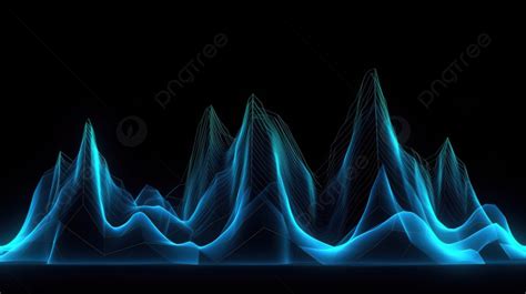 검정색 배경에 파란색 전자파 검정색 배경에 다양한 크기의 3d 그림 네온 블루 마운틴 날카로운 파도 추상 라인 흐름 배경 고화질 사진 사진 추상적인 배경 일러스트 및
