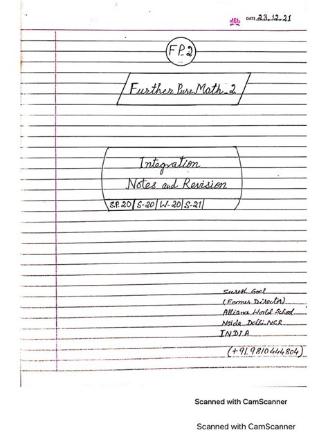 Fp2 Integration Notes And Revision Pdf