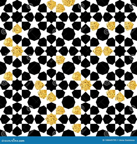 Seamless Geometric Pattern With Gold Shine Geometric Simple Print Vector Repeating Texture