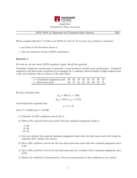Stat1371 Sgta Week13 Stat Statistical Data Analysis Sgta Week 13 Regression And Categorical