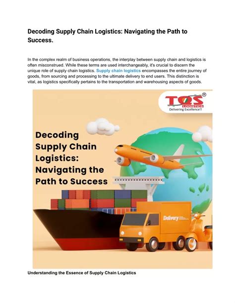 Ppt Decoding Supply Chain Logistics Navigating The Path To Success Powerpoint Presentation