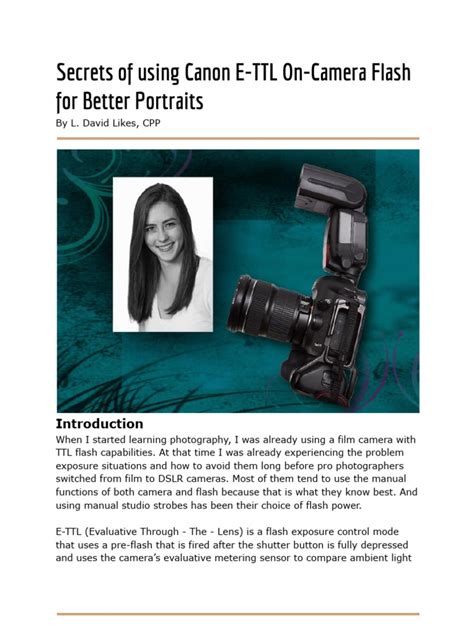 Secrets Of Using Canon E Ttl On Camera Flash For Better Portraits Pdf Exposure