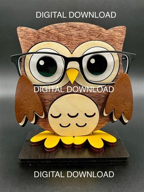 Owl Eyeglass Stand Digital Etsy Diy Holder Owl Clay Crafts