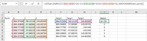 Excel Closest Match Of Xyz Coordinates Stack Overflow