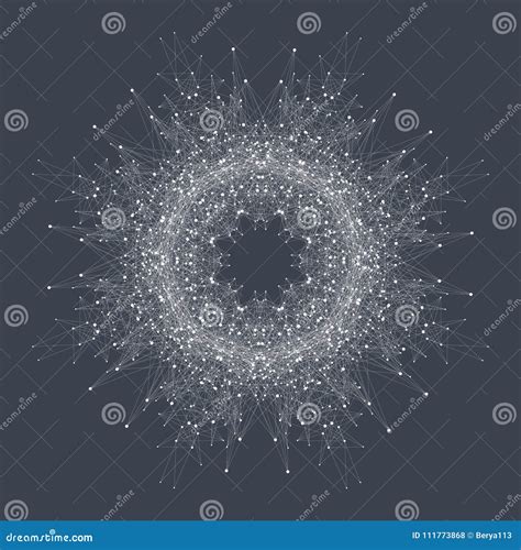fractal element with connected lines and dots big data complex