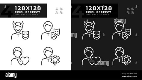 Personal Traits Pixel Perfect Linear Icons Set For Dark Light Mode Stock Vector Image And Art Alamy