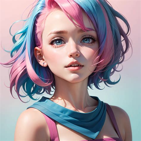 Girl With Pink Hair And A Blue Seaart Ai