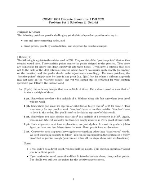 Problem Set 1 Solution Comp 1805 Discrete Structures I Fall 2021