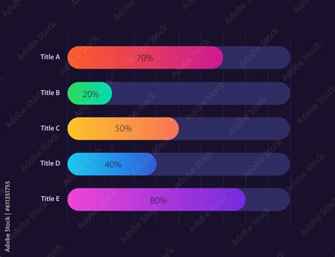 Rectangular Percentage Infographic Chart Design Template For Dark Theme