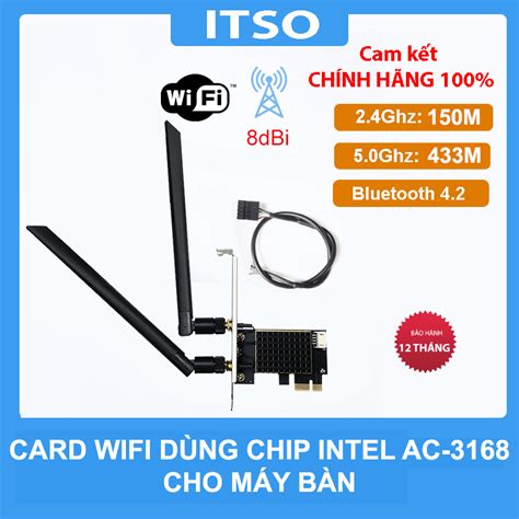 Card WIFI PC dùng chip WIFI Intel AC 3168 tích hợp Bluetooth 4 2