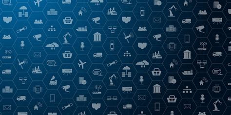 사물의 인터넷 아이콘 혁신 기술 개념입니다 스마트 시티 무선 통신 네트워크 Iot Ict 미래의 파란색 배경으로 네트워크 연결의 스파이더 웹 산업에 대한 스톡 벡터 아트 및