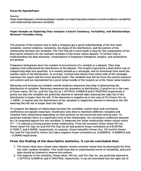 📌 Paper Sample On Exploring Data Analysis Central Tendency