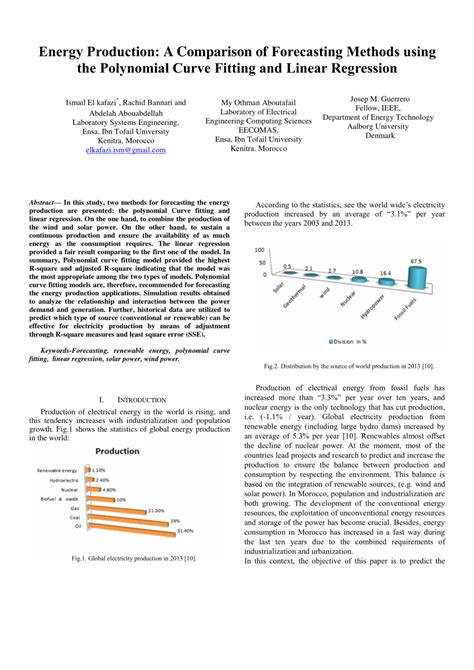 Pdf Energy Production A Comparison Of Forecasting Methods Using The