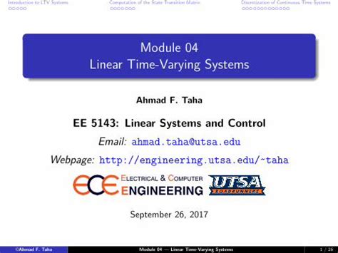 PDF Module Linear Time Varying Systems Introduction To LTV Systems
