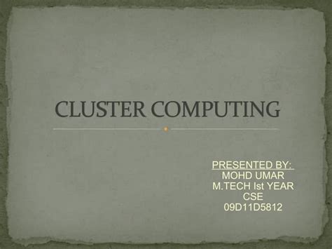 Cluster Computing Ppt