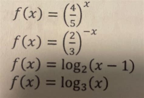 Solved F X 54 Xf X 32 −xf X Log2 X−1 F X Log3 X