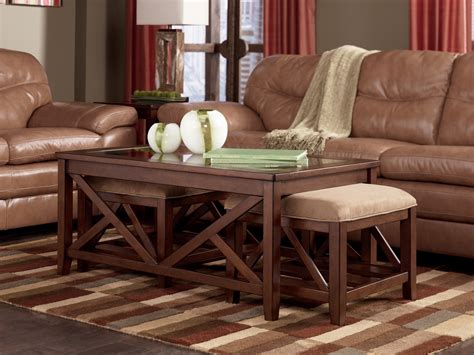 Rattan Coffee Table With Nesting Stools At Glenn Ledoux Blog
