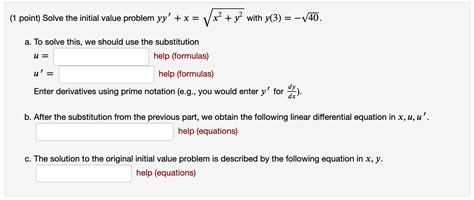 solved 1 point solve the initial value