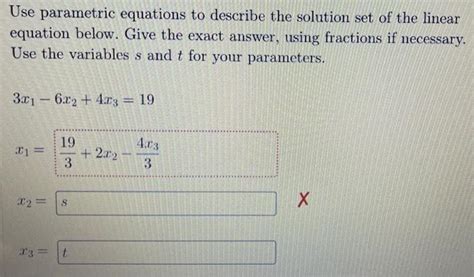 Solved Use Parametric Equations To Describe The Solution Set Chegg Com