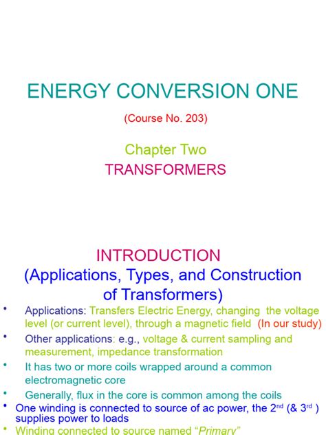 Lecture Slide Single Phase Transformer Part I Pdf Transformer