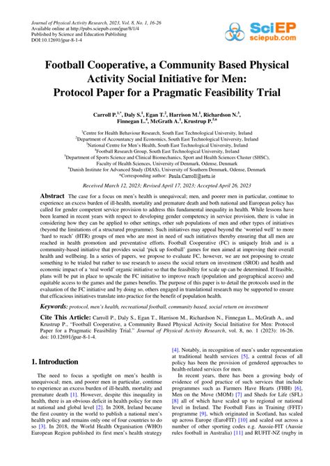 Pdf Football Cooperative A Community Based Physical Activity Social Initiative For Men