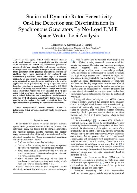 Pdf Static And Dynamic Rotor Eccentricity On Line Detection And