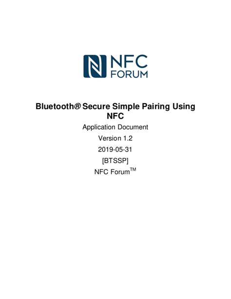 Nfc Forum Bluetooth Secure Simple Pairing Using User Manual