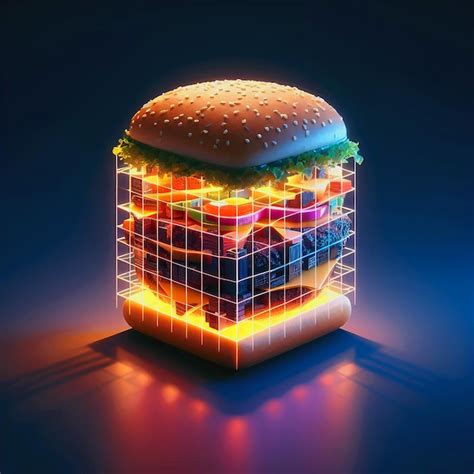 Cube Burger Digital Art Premium Ai Generated Image