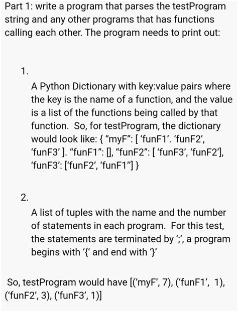 Part 1 Write A Program That Parses The Test Program