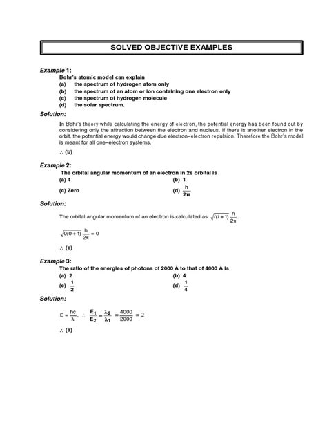 01 Atomic Structure Solved Examples Pdf Atomic Orbital Electron